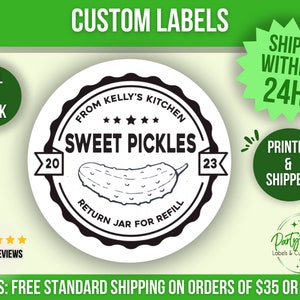 Custom Pickle Canning Label Food Gift Label Personalized - Etsy