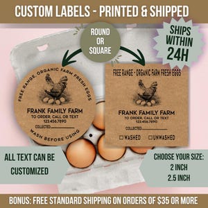 Custom Egg Carton Label Chicken Egg Sticker Personalized Farm Fresh ...