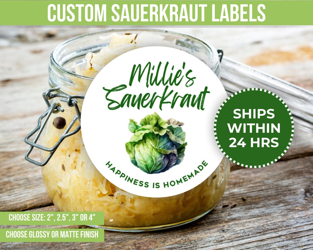 Custom Sauerkraut Canning Label From the Kitchen of Personalized ...
