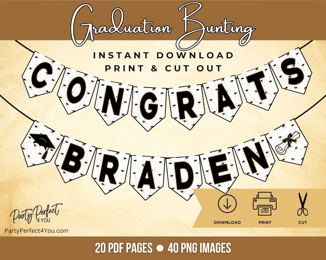 Printable Graduation Bunting Banner DIY Graduation Party Decoration ...