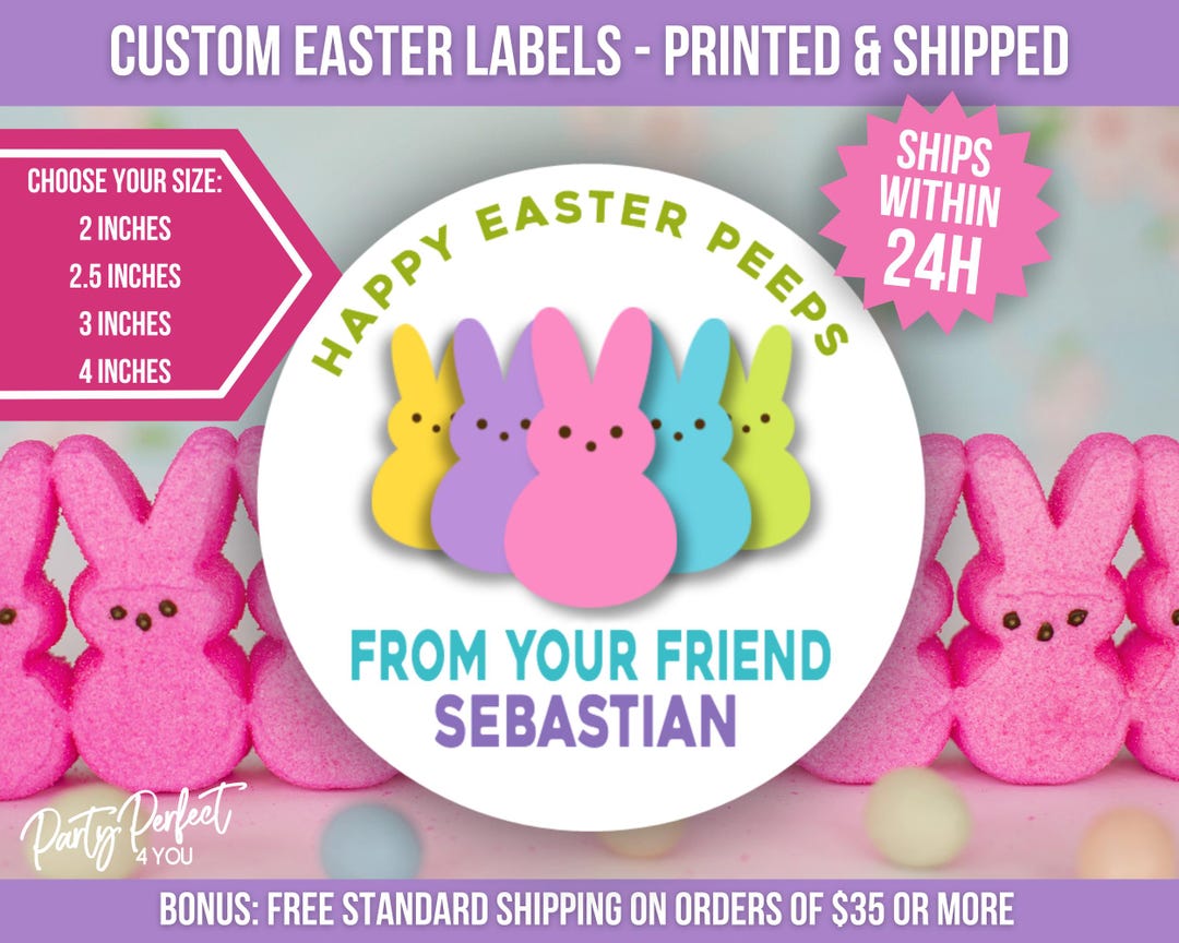 Easter Peeps Gift Tag Custom Label Personalized Easter Gift Tag Easter ...