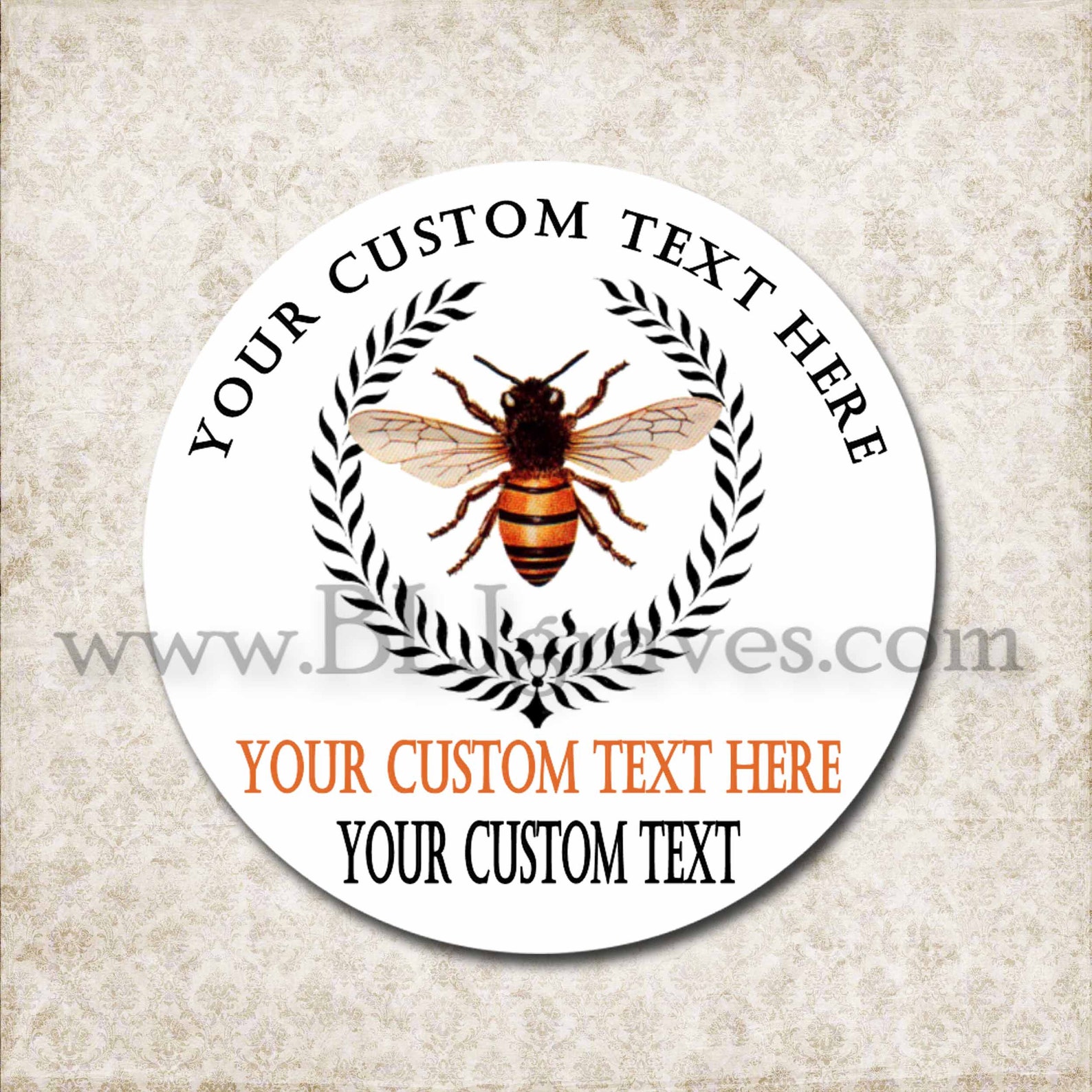 Custom Bee Stickers Personalized Bee Wreath Sticker Labels | Etsy
