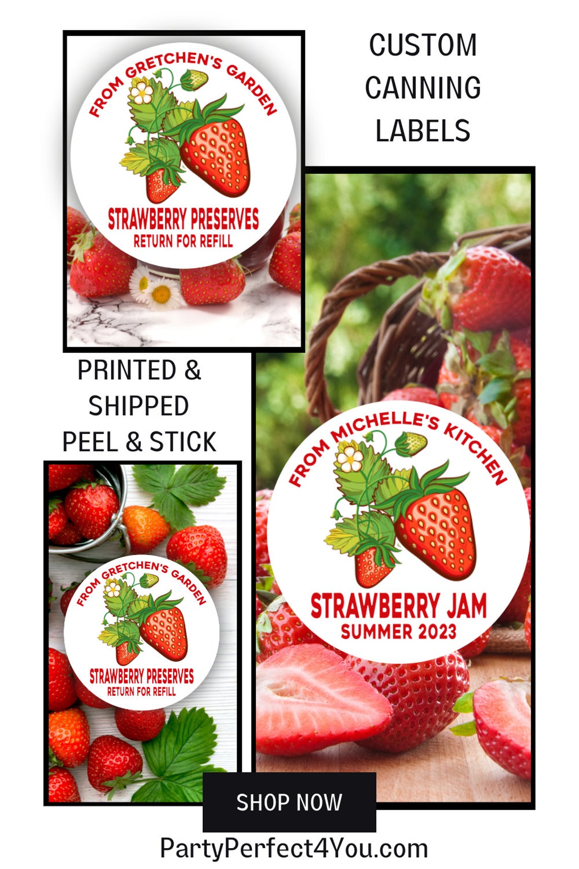 Custom Strawberry Canning Label Jam From the Kitchen of Strawberry ...