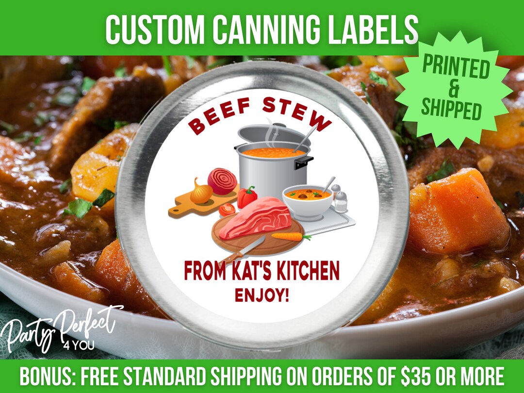 Beef Stew Custom Canning Label Personalized From the Kitchen of Gift ...