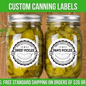Custom Pickle Canning Label Food Gift Label Personalized - Etsy