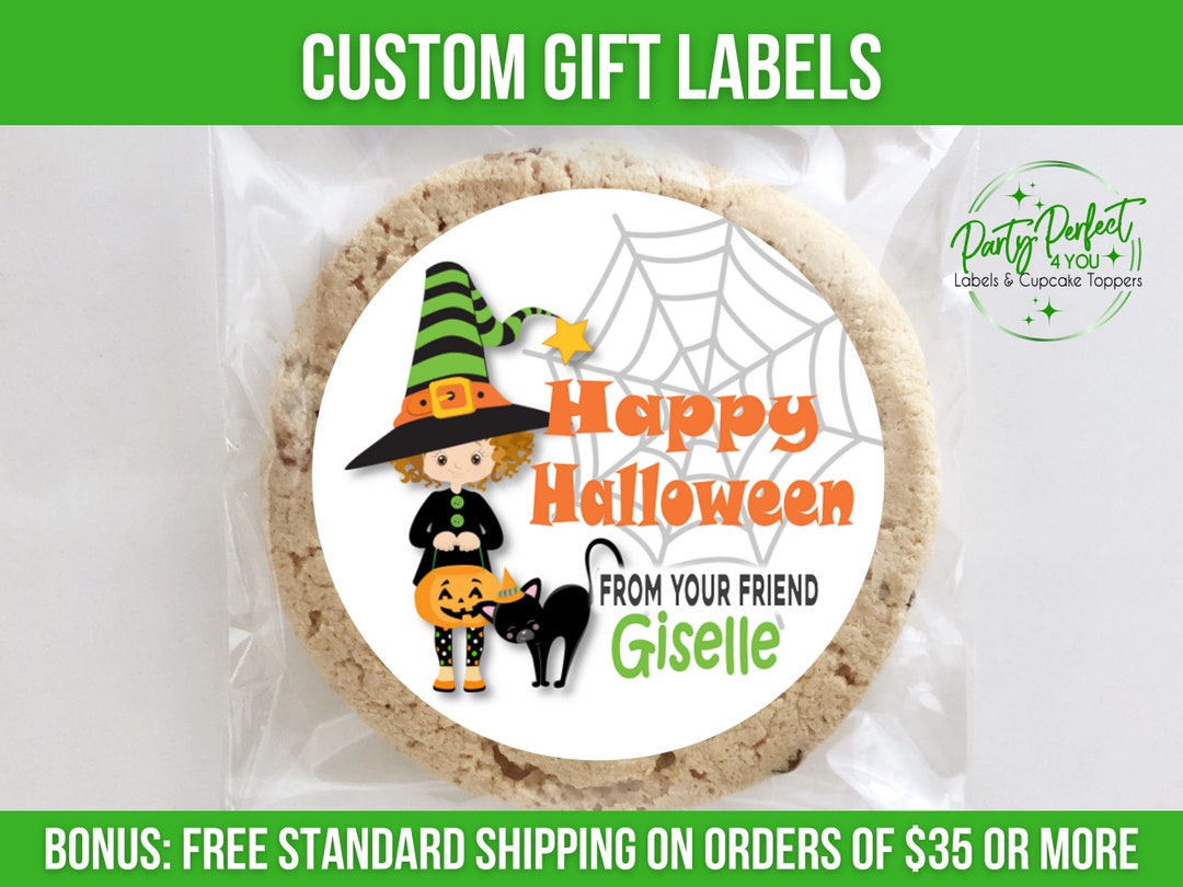 Custom Halloween Goodie Bag Sticker Personalized Halloween Treat Bag ...