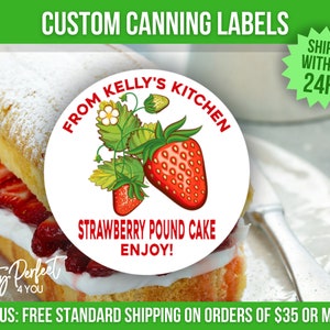 Custom Strawberry Canning Label Jam From the Kitchen of Strawberry ...