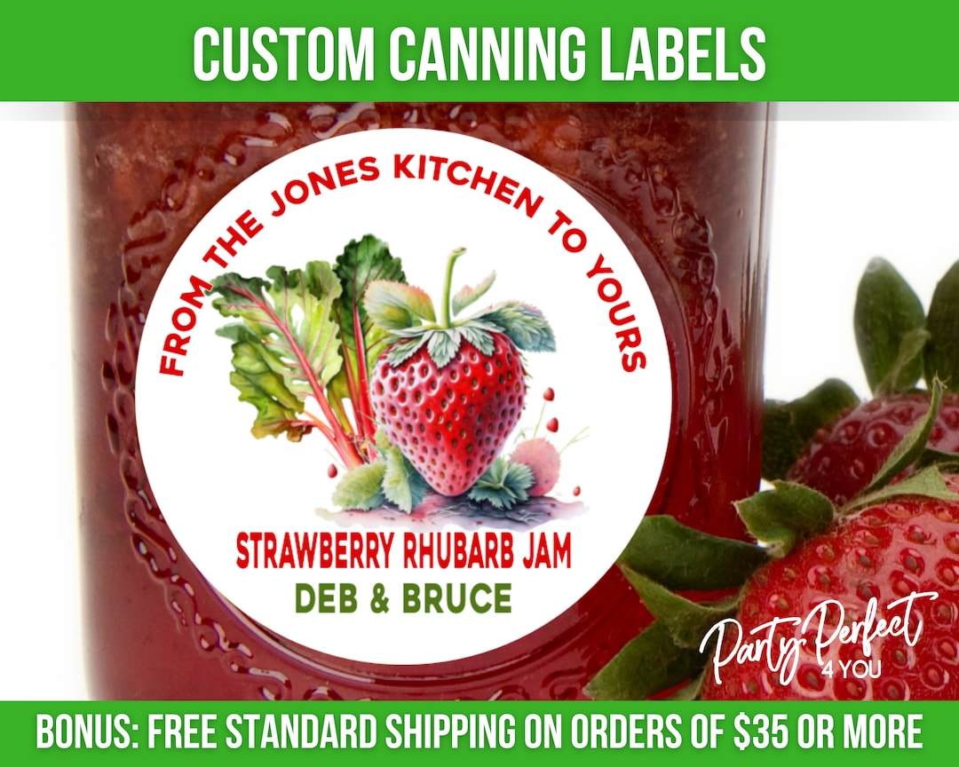 Strawberry Rhubarb Canning Label Custom From the Kitchen of Canning ...