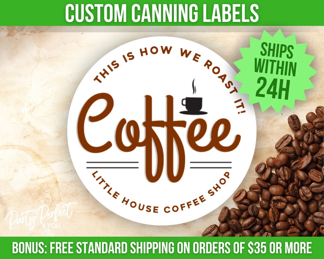 Custom Coffee Business Logo Sticker Personalized Coffee Label Coffee ...