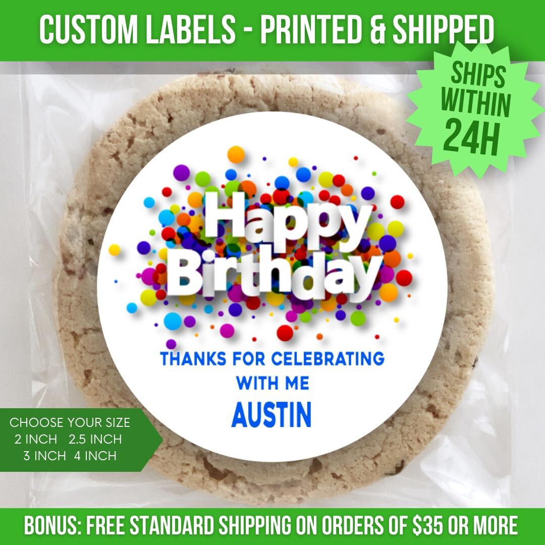 Personalized Birthday Party Treat Bag Sticker Custom Birthday Gift Tag ...