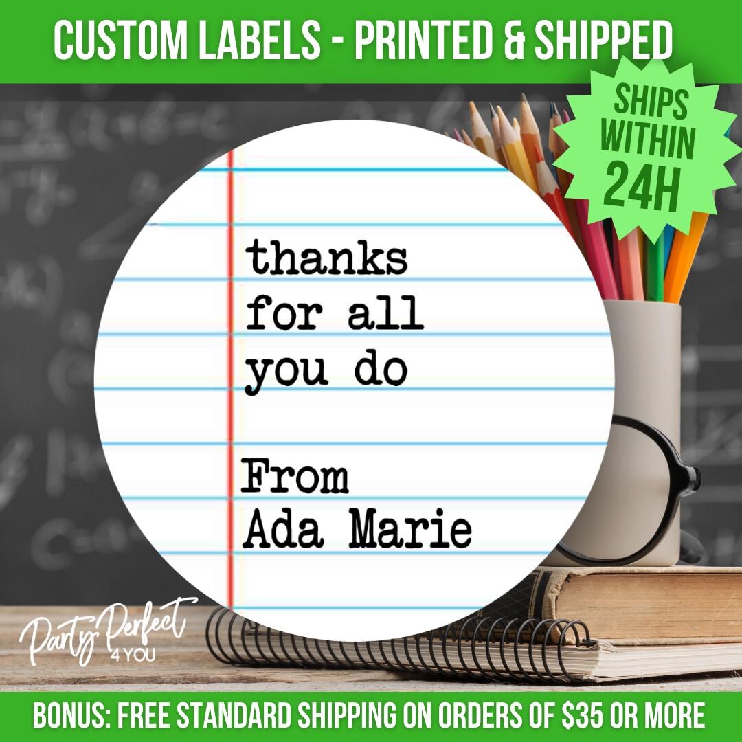 Custom Teacher Appreciation Gift Tag Sticker Personalized Teacher Thank ...