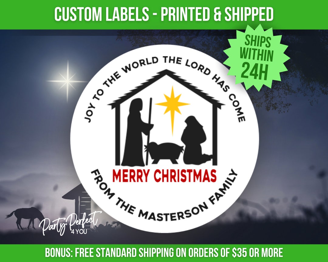 Personalized Nativity Christmas Gift Tag Sticker Custom Christmas ...