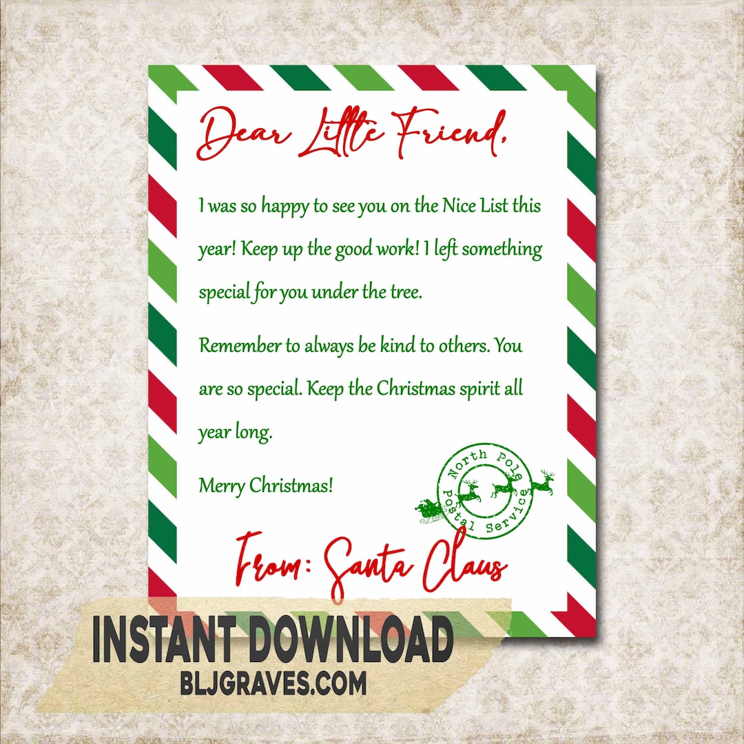DIY Letter From Santa Printable Instant PDF Download Template - Etsy