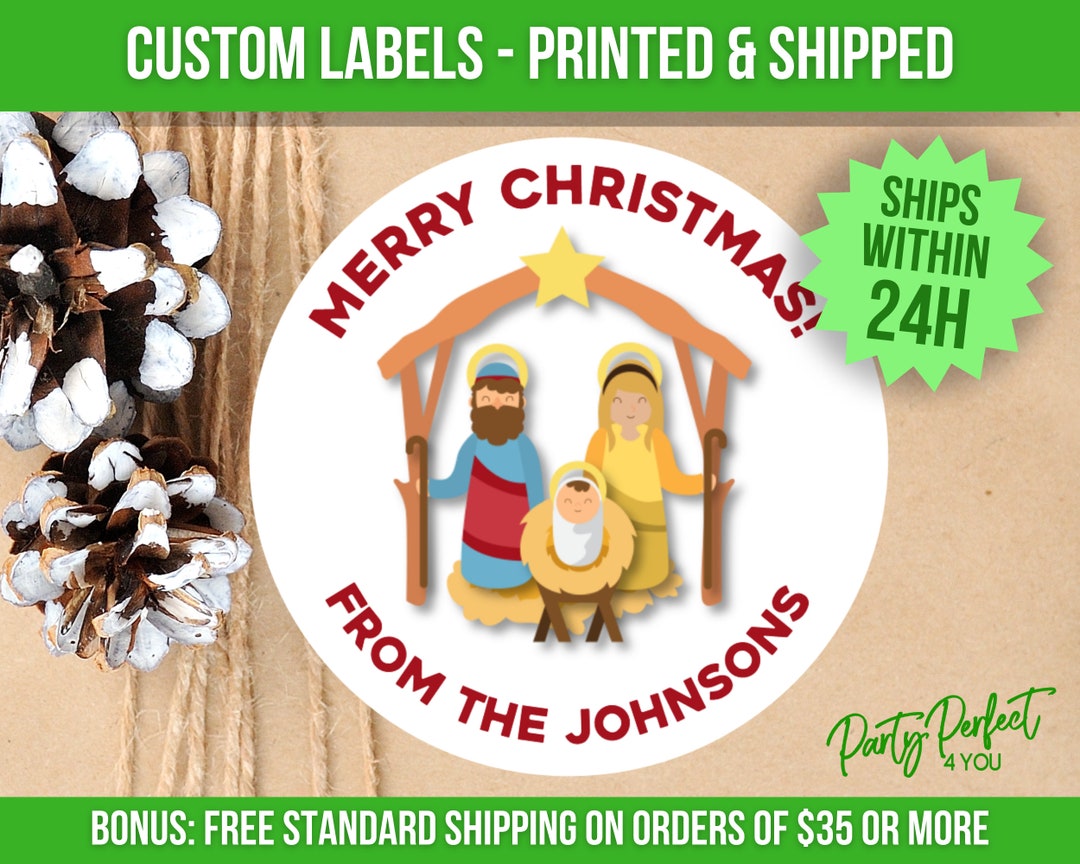 Custom Nativity Christmas Gift Tag Personalized Christmas Canning Label ...