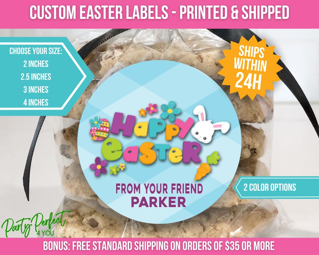 Easter Party Treat Bag Sticker Personalized Easter Party Favor Label ...