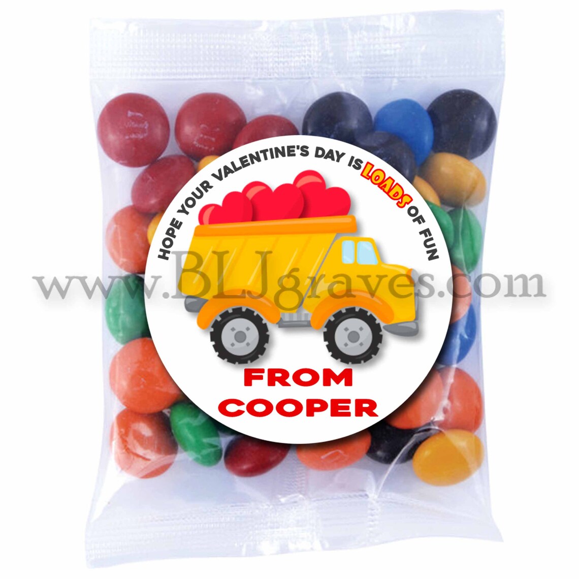 Personalized Dump Truck Valentine Labels Valentines Day Class - Etsy