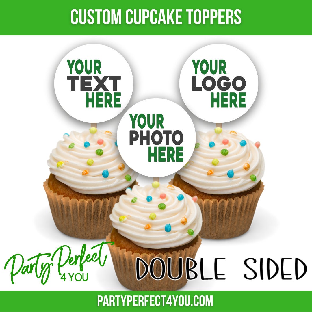 Custom Image Cupcake Topper Double Sided Business Logo Personalized ...
