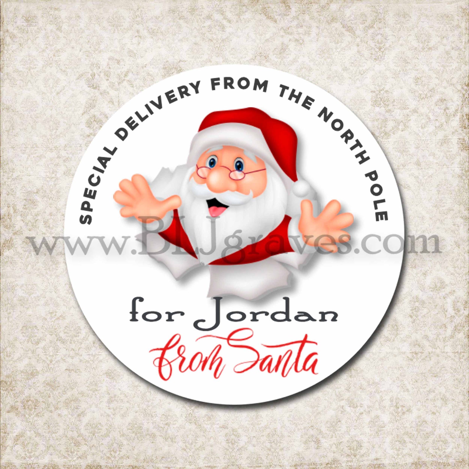 Personalized From Santa Christmas Gift Sticker Labels Custom - Etsy