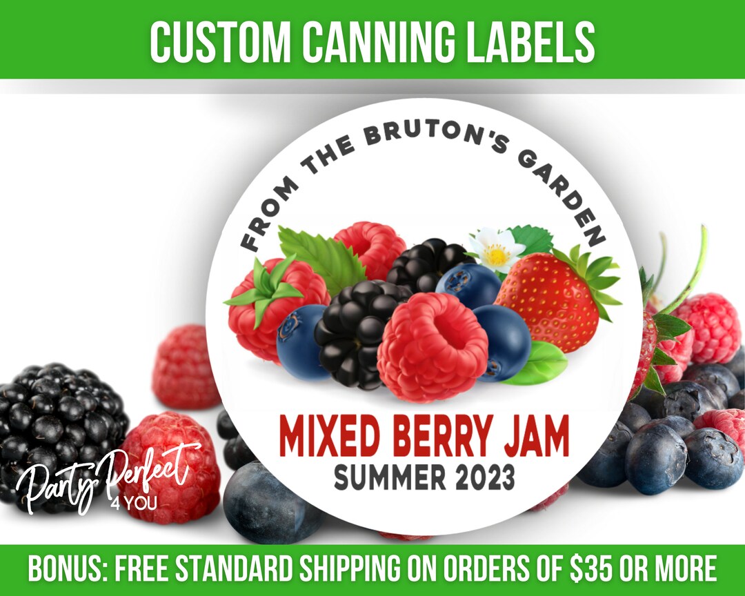 Custom Mixed Berry Jam Canning Label Mason Jar Label From the Kitchen ...