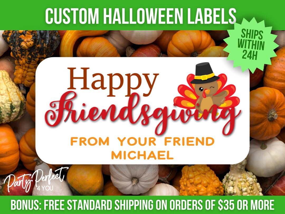 Personalized Friendsgiving Goodie Bag Tag Label Custom Friendsgiving ...