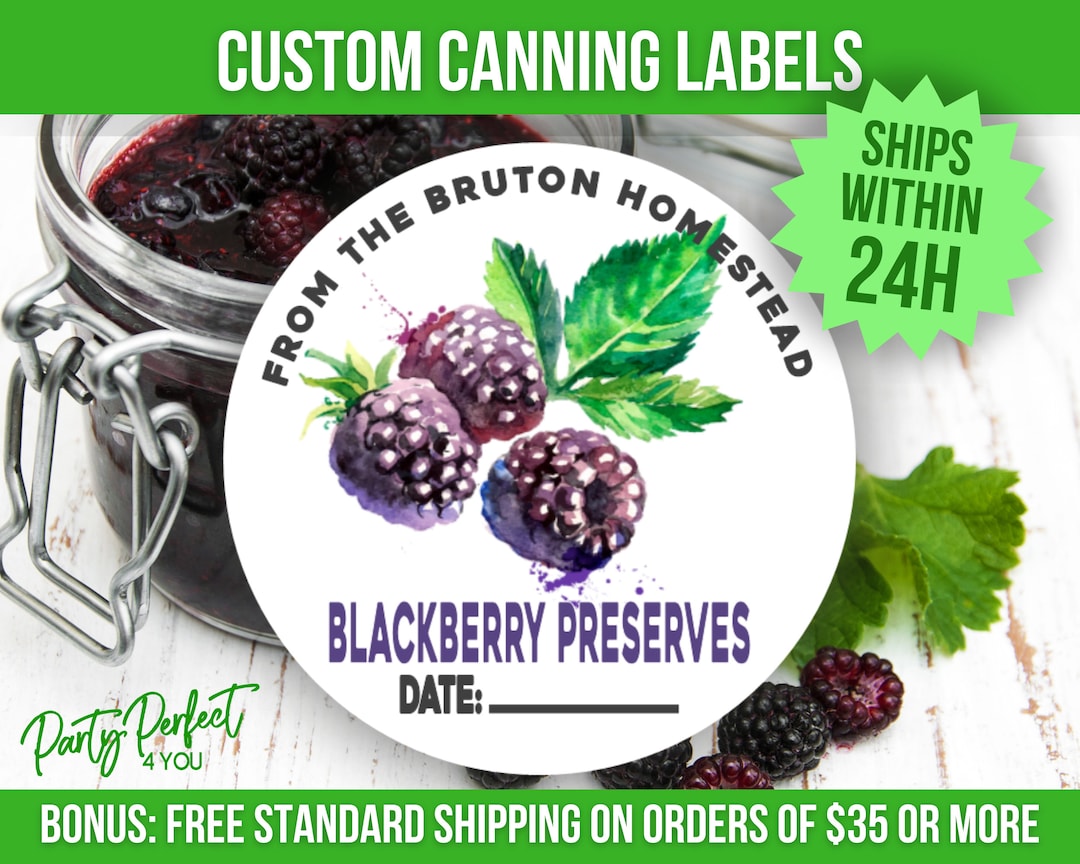 Blackberry Canning Label From the Kitchen of Blackberry Jam Preserves ...