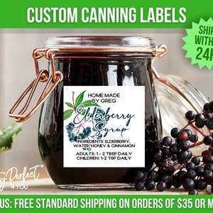 Elderberry Syrup Label Custom Printed Sticker Modern Square Elderberry ...