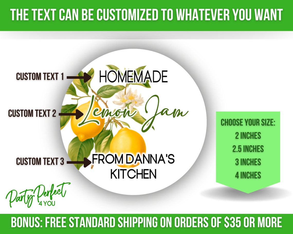 Lemon Preserves Canning Label Custom From the Kitchen of Homestead ...