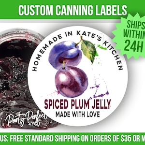 Plum Canning Jar Label Custom Plum From the Kitchen of Mason Jar Label ...