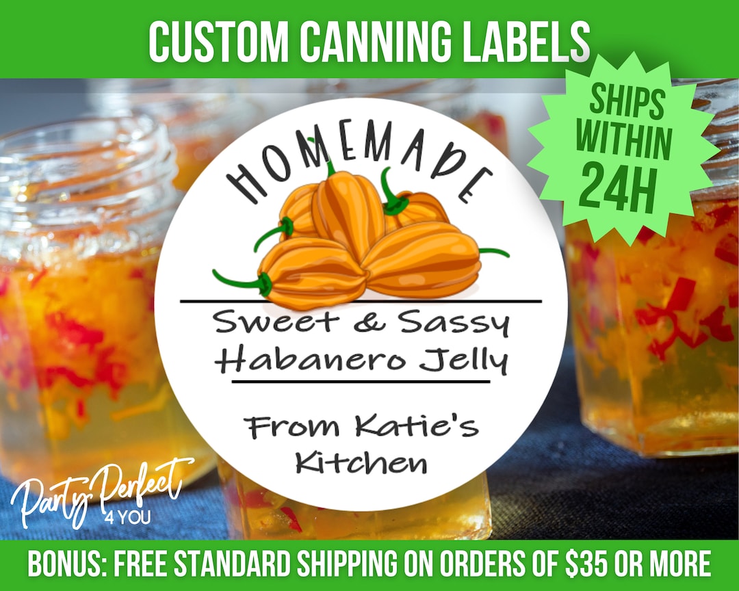 Habanero Jelly Canning Label Custom Pepper Jelly Mason Jar Label ...