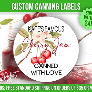 Cherry Preserves Canning Label Custom From the Kitchen of Personalized Homestead Canning Label ...