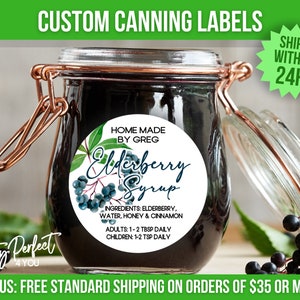 Elderberry Syrup Label Custom Printed Sticker Modern Square Elderberry ...
