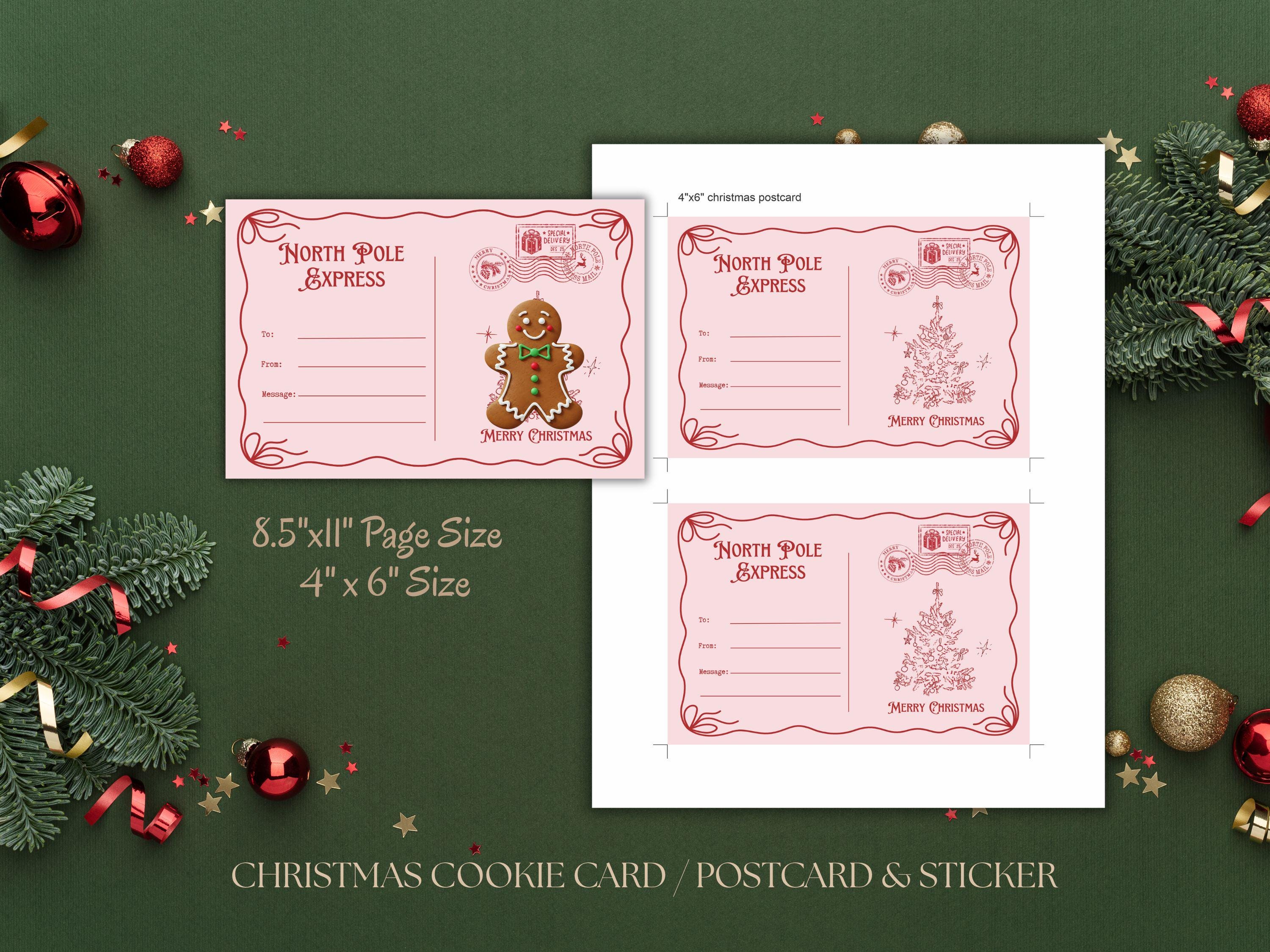 Christmas Postcards: Printable Christmas Cookie Card (digital Download ...