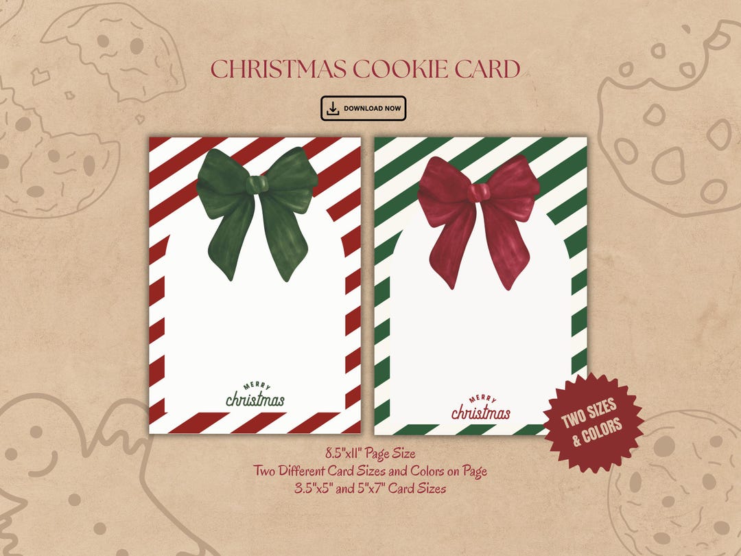 Velvet Ribbon Christmas Cookie Card: Holiday Treat Printable (PDF) - Etsy