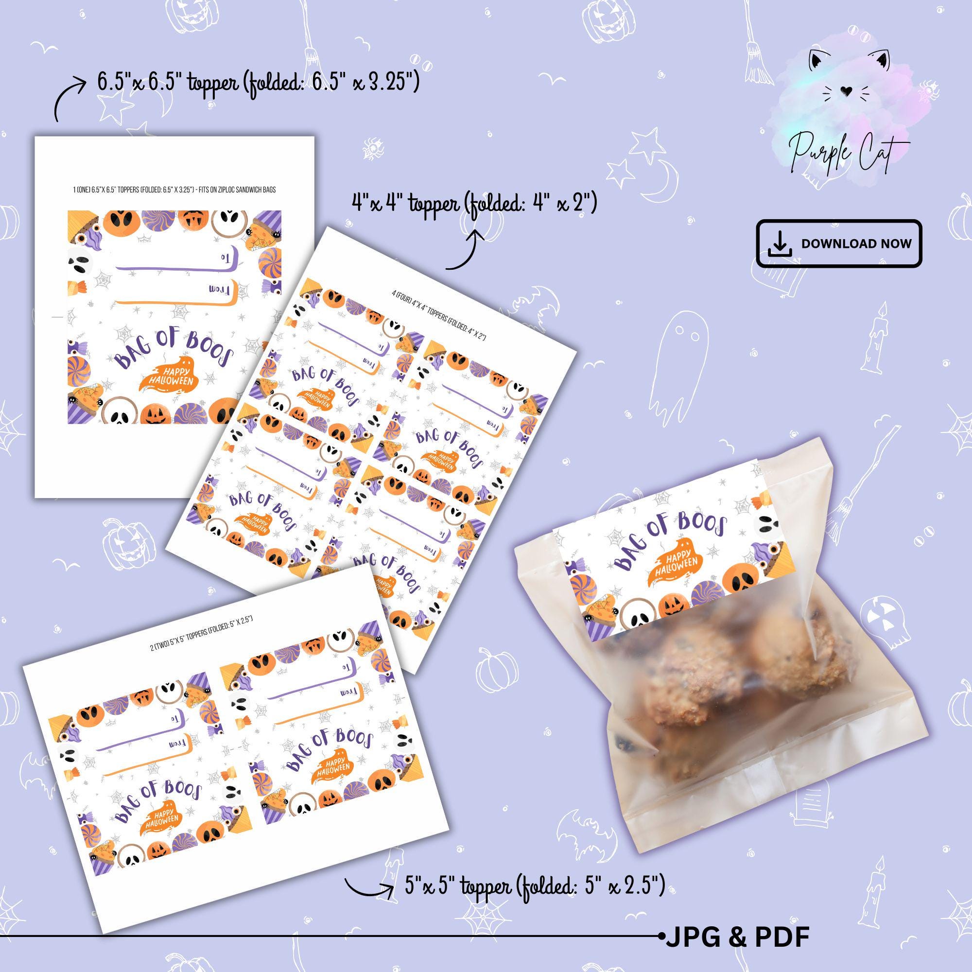 Halloween Cookie Bag Topper, Bag of Boos Halloween Treat Bag Topper ...