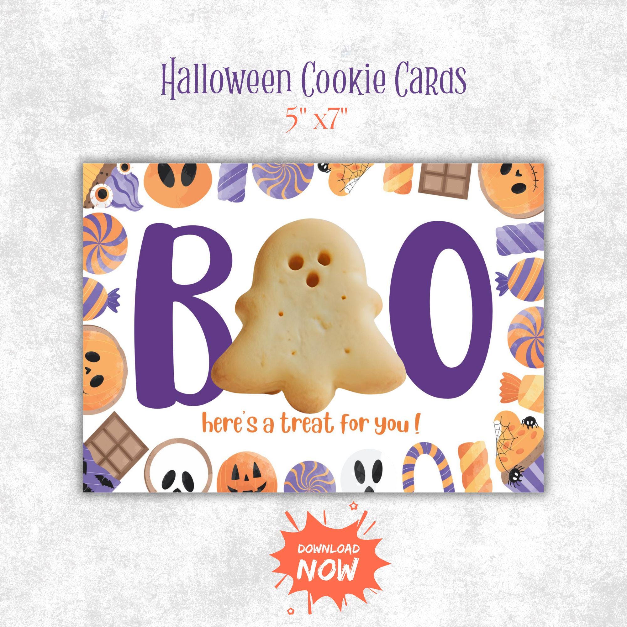 Halloween Boo Cookie Card Printable: Spooky Treat Tags (digital ...