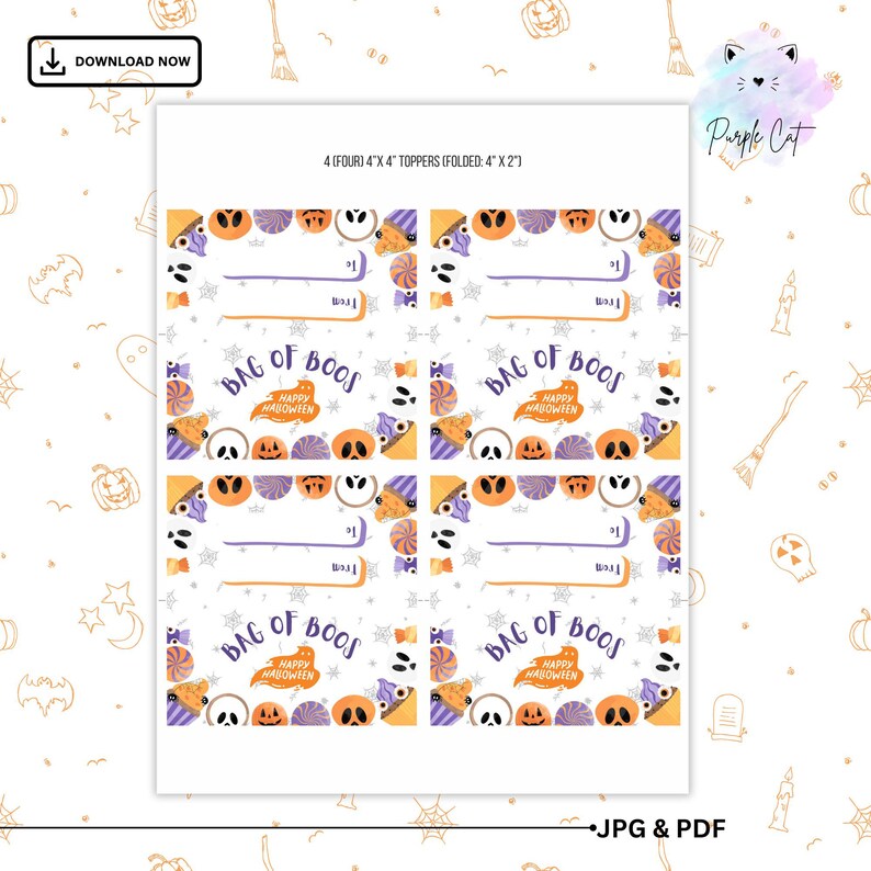 Halloween Cookie Bag Topper, Bag of Boos Halloween Treat Bag Topper ...