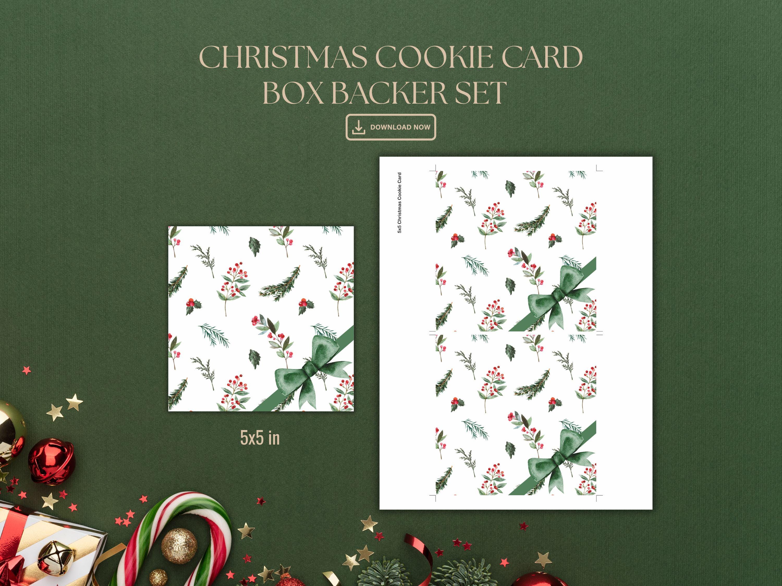 Christmas Floral Cookie Card & Box Backer Set (printable Gift Set) - Etsy