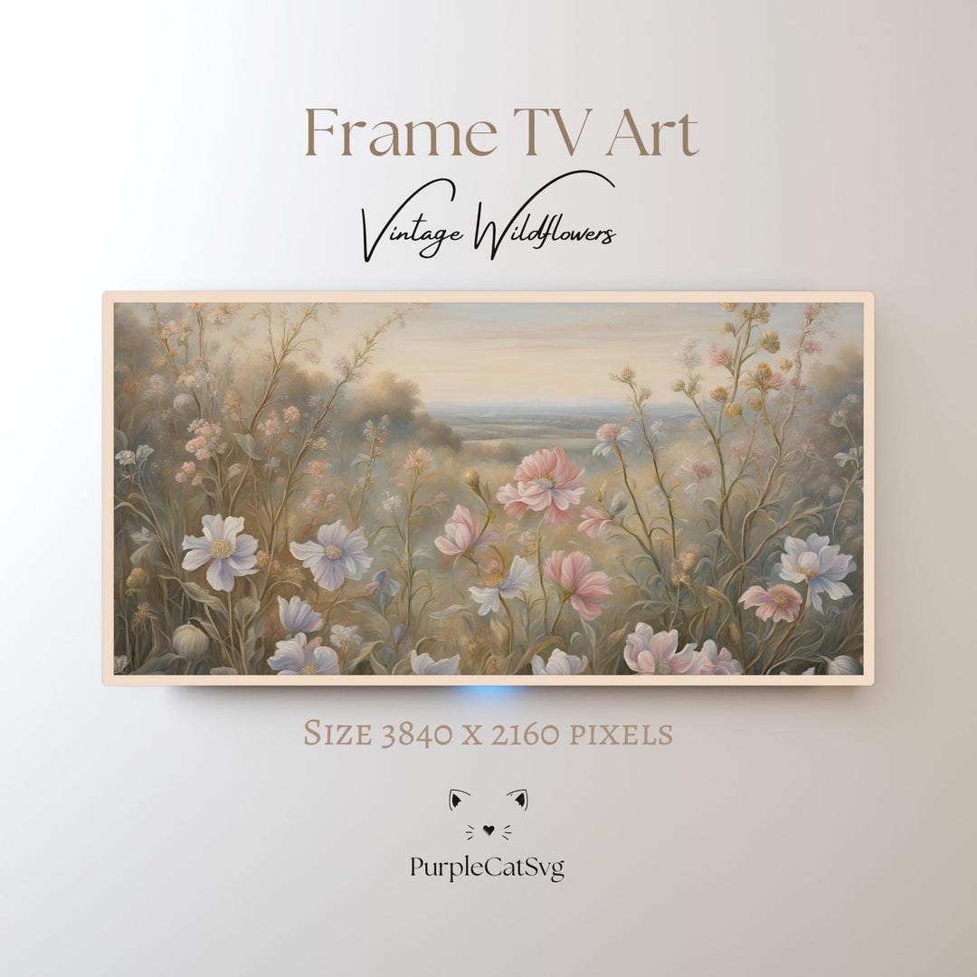 Wildflower Tv Art, Wildflower Vintage Tv Art Frame, Botanical Frame Tv ...