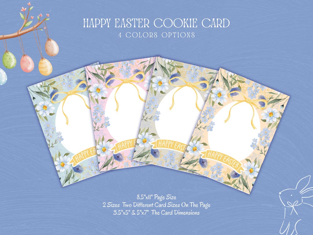 Happy Easter Cookie Card Printable, Egg Gift Card, Two Sizes 3.5"x5 - 5 ...