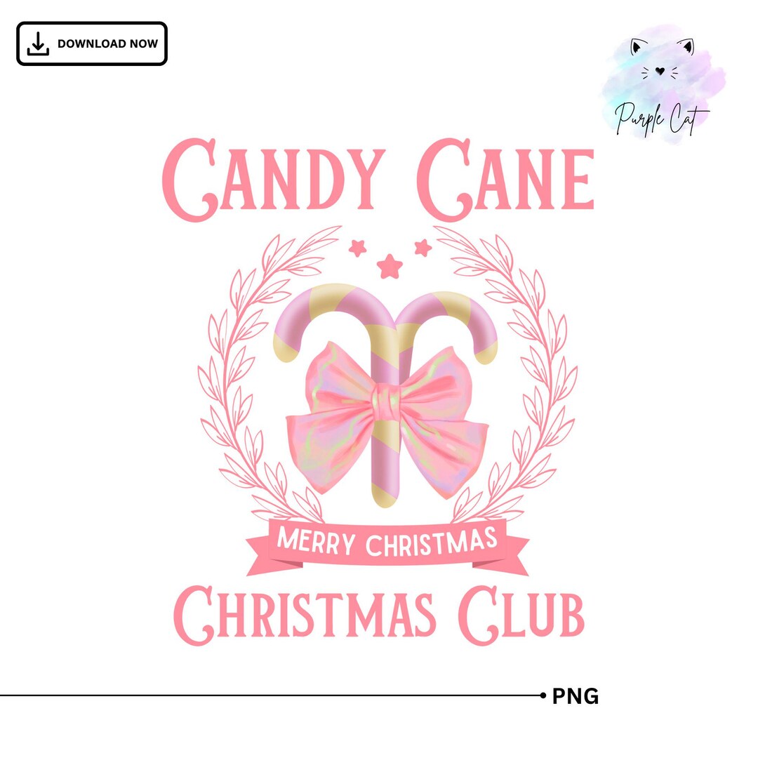 Candy Cane Christmas Club PNG: Holiday Sweets Design (digital Download ...