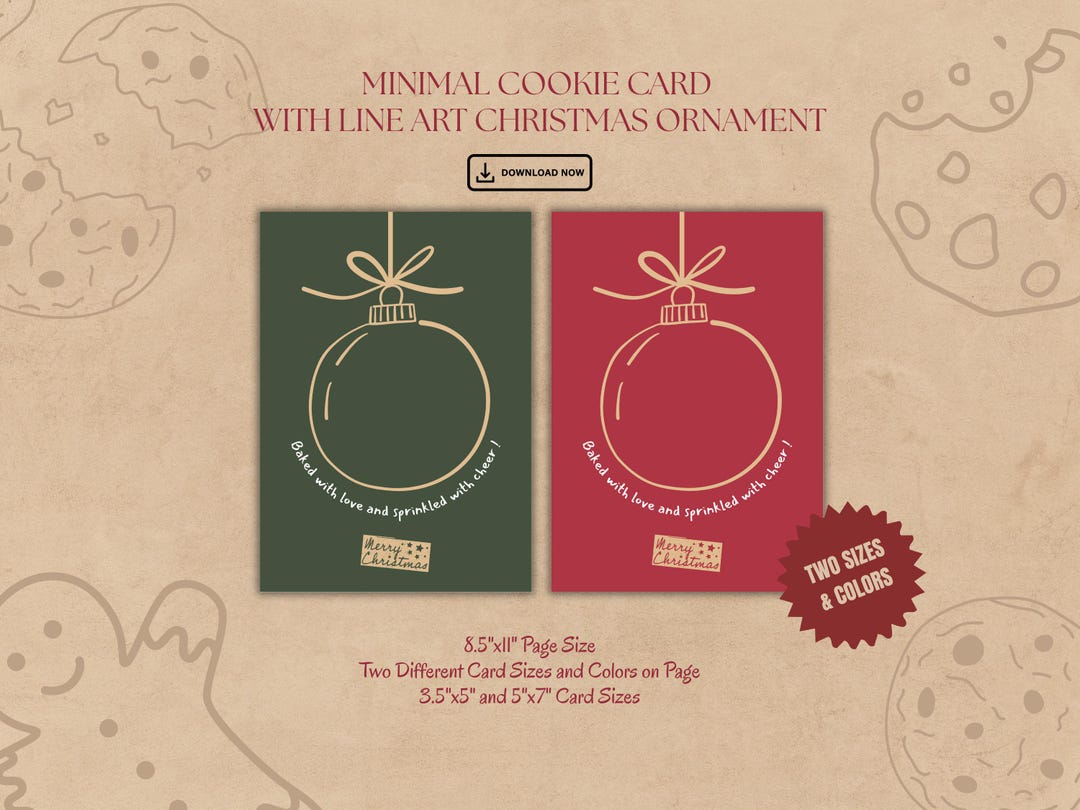 Printable Christmas Cookie Card: Ornament Treat Packaging (PDF) - Etsy