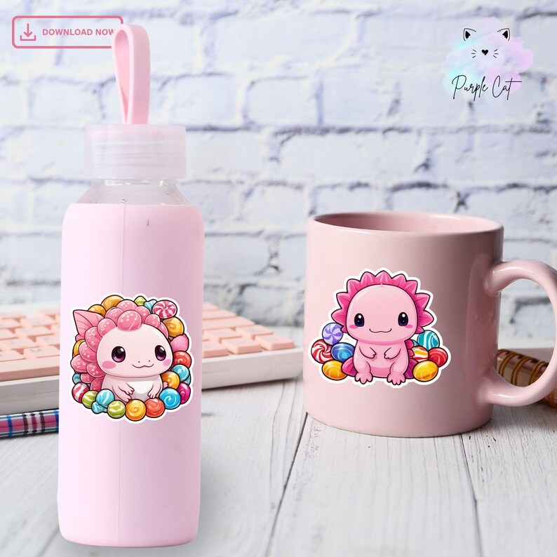 Cute Axolotl Sticker Set, Cute Axolotls Printable, Digital Planner ...