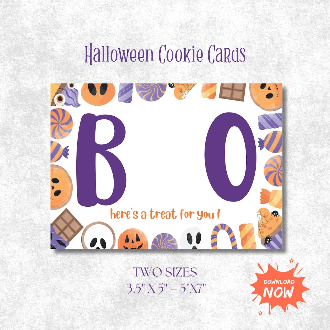 Halloween Boo Cookie Card Printable: Spooky Treat Tags (digital ...