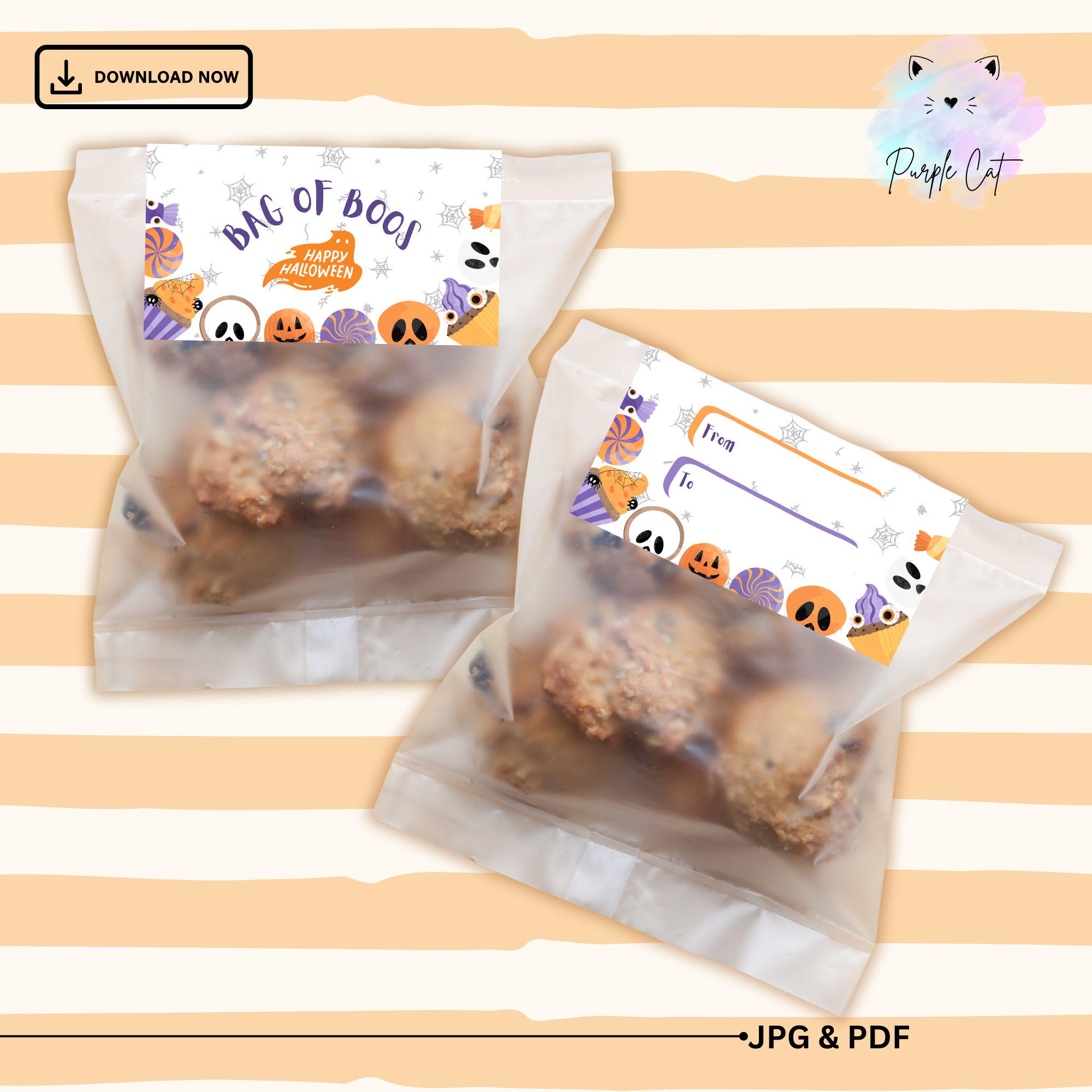 Halloween Cookie Bag Topper, Bag of Boos Halloween Treat Bag Topper ...