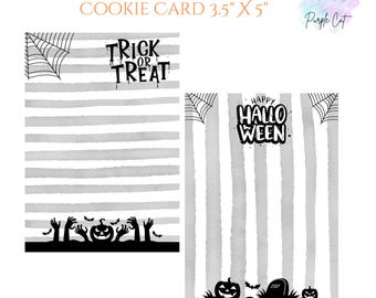 Halloween Cookie Card, Printable Halloween Cookie Card, 3.5x5in Cookie ...