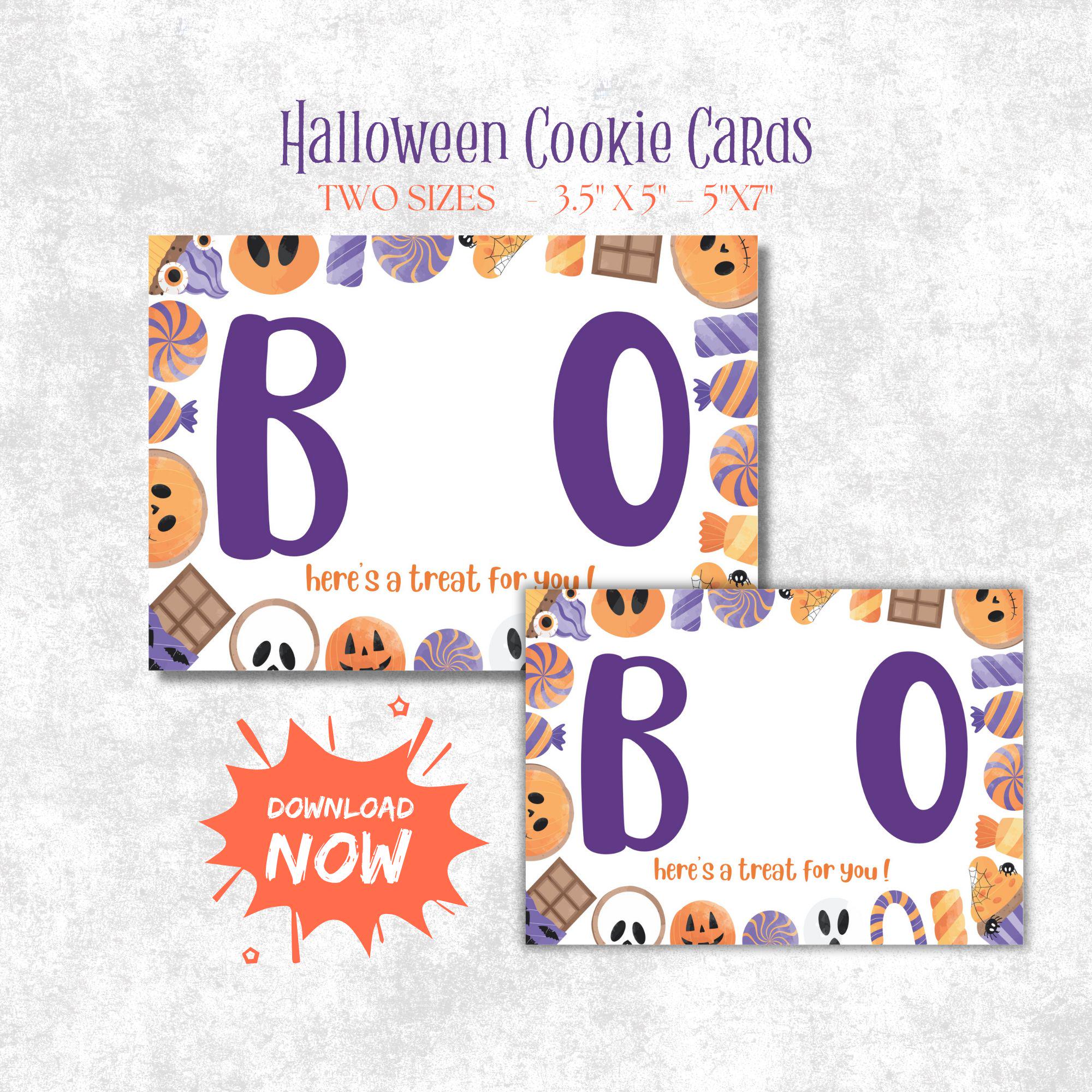 Halloween Boo Cookie Card Printable: Spooky Treat Tags (digital ...