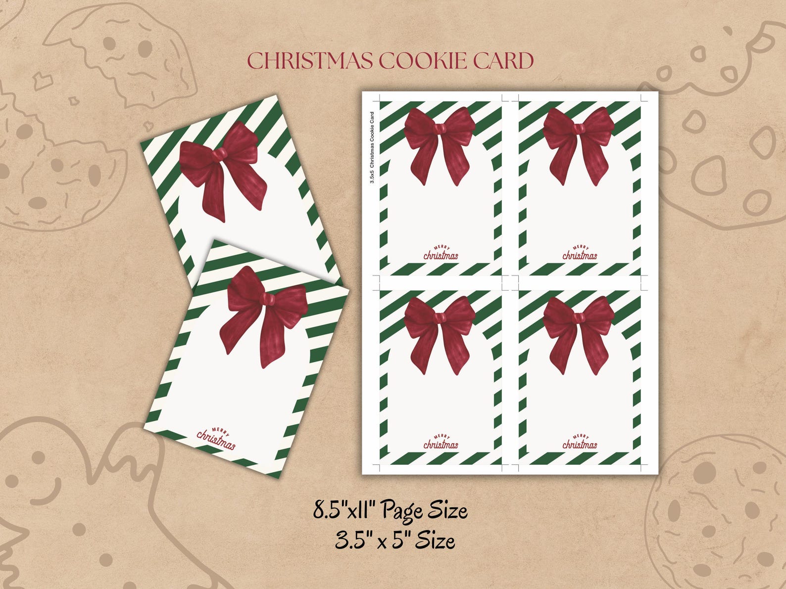 Velvet Ribbon Christmas Cookie Card: Holiday Treat Printable (PDF) - Etsy