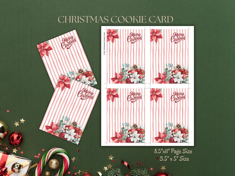 Christmas Floral Cookie Card | Printable Gift Tag (PDF &JPG) - Etsy