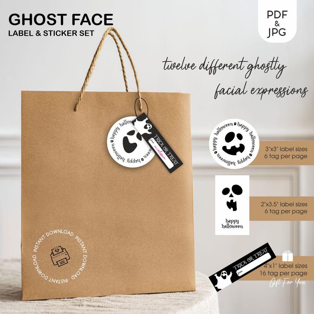 Printable Ghost Favor Tags: Halloween Boo Gift Stickers (PDF & JPEG) - Etsy