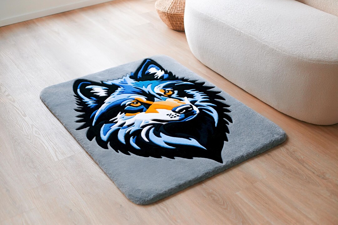 Wolf Tufted Rug / Handmade Rug / Custom Carpet / Acrylic Rug / Handmade ...